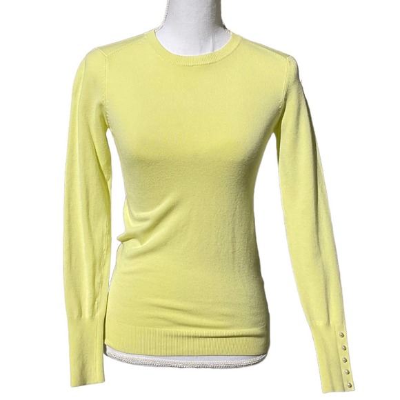 Zara | Sweaters | Zara Neon Yellow Knit Sweater With Pearls | Poshmark
